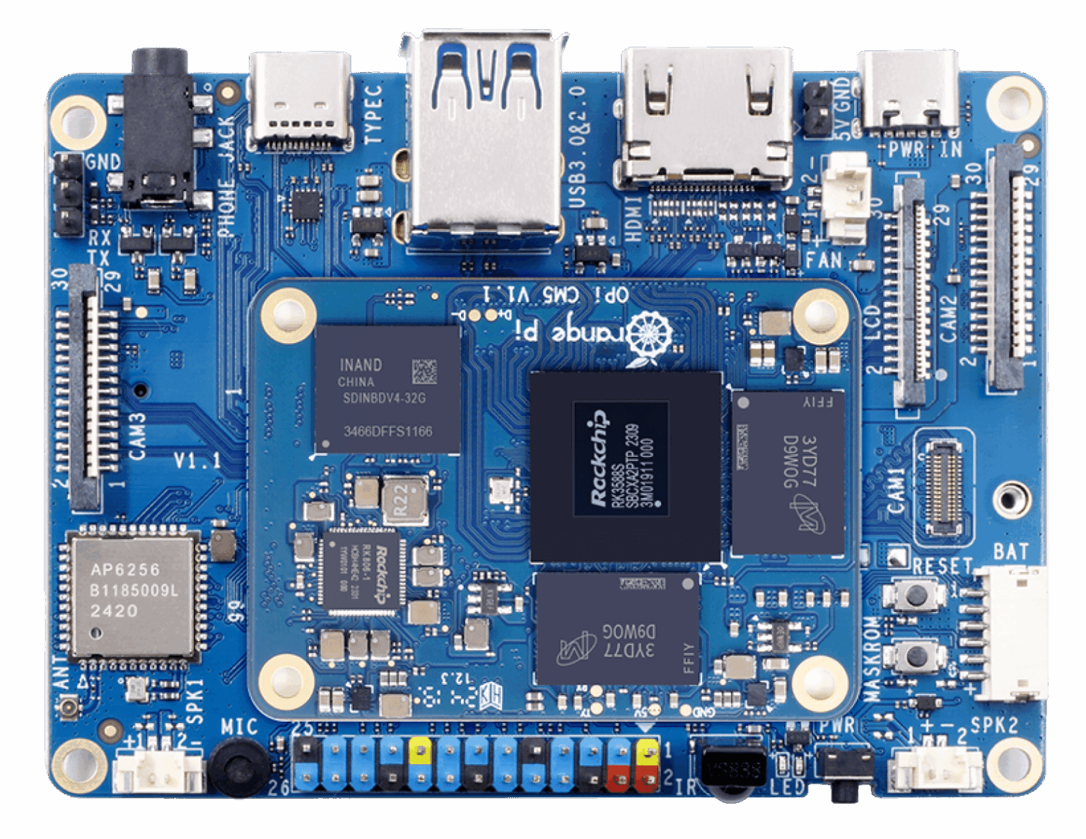 Orange Pi CM5 base board with module - Electronics-Lab.com