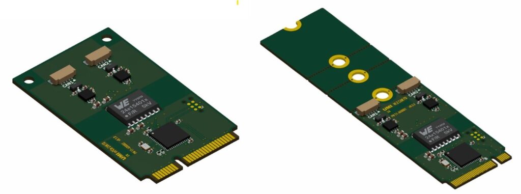UMI CAN FD adapter with M.2 and mini-PCIe.