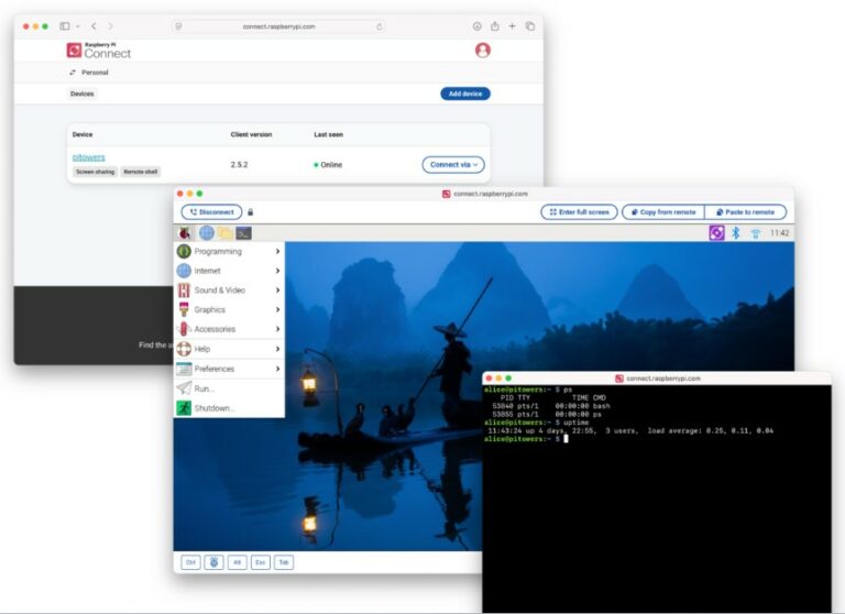 Raspberry Pi Connect adds secure web-based SSH access.