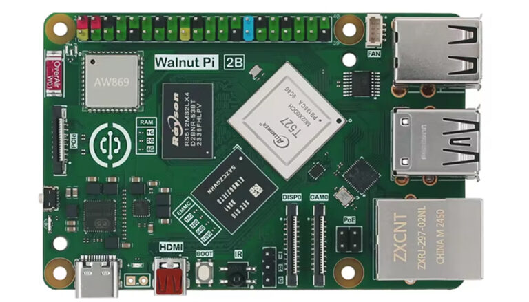 Walnut Pi 2B SBC with Allwinner T527 and AI NPU