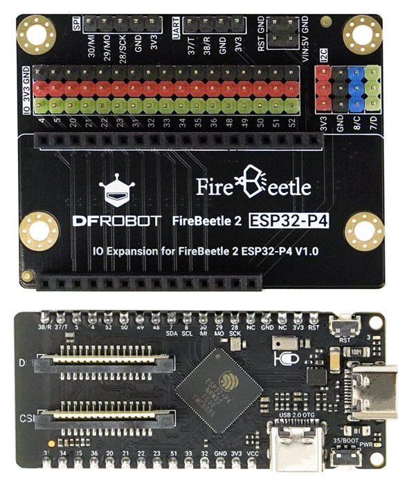 DFRobot FireBeetle 2 ESP32-P4 AI board for vision.
