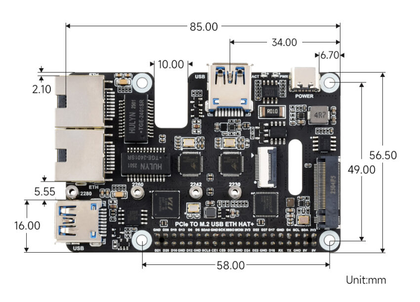 Waveshare PCIe HAT+ Adds NVMe, Dual 2.5GbE, USB 3.2 to Raspberry Pi 5 - Electronics-Lab
