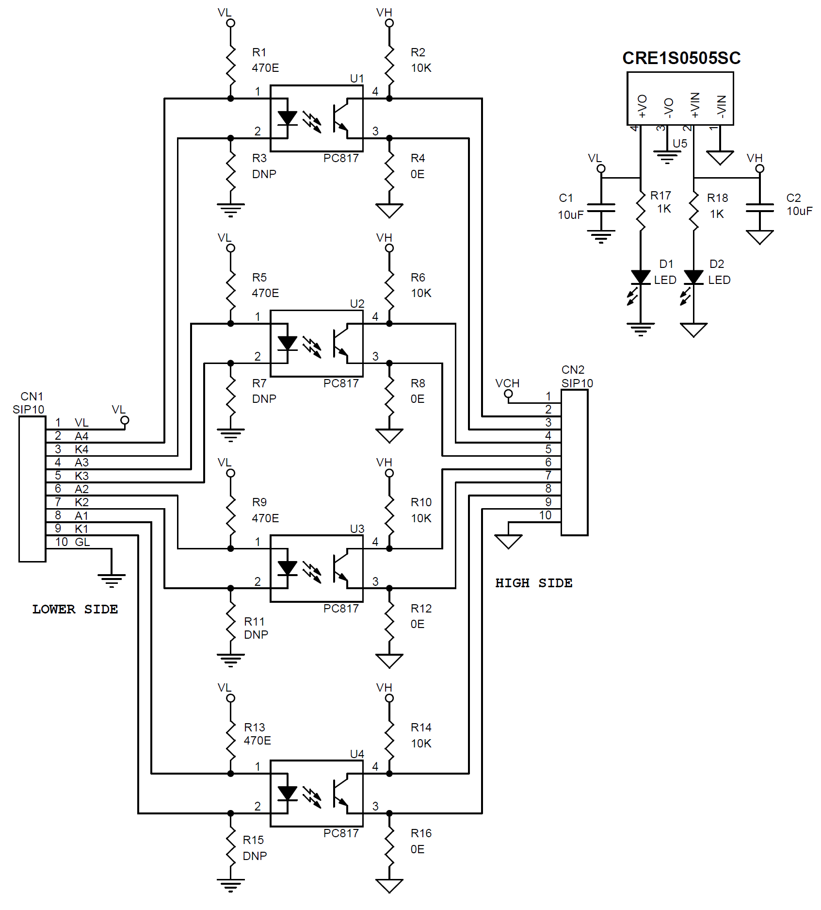 4 Channel Optically isolated board with DC-DC converter - Electronics-Lab