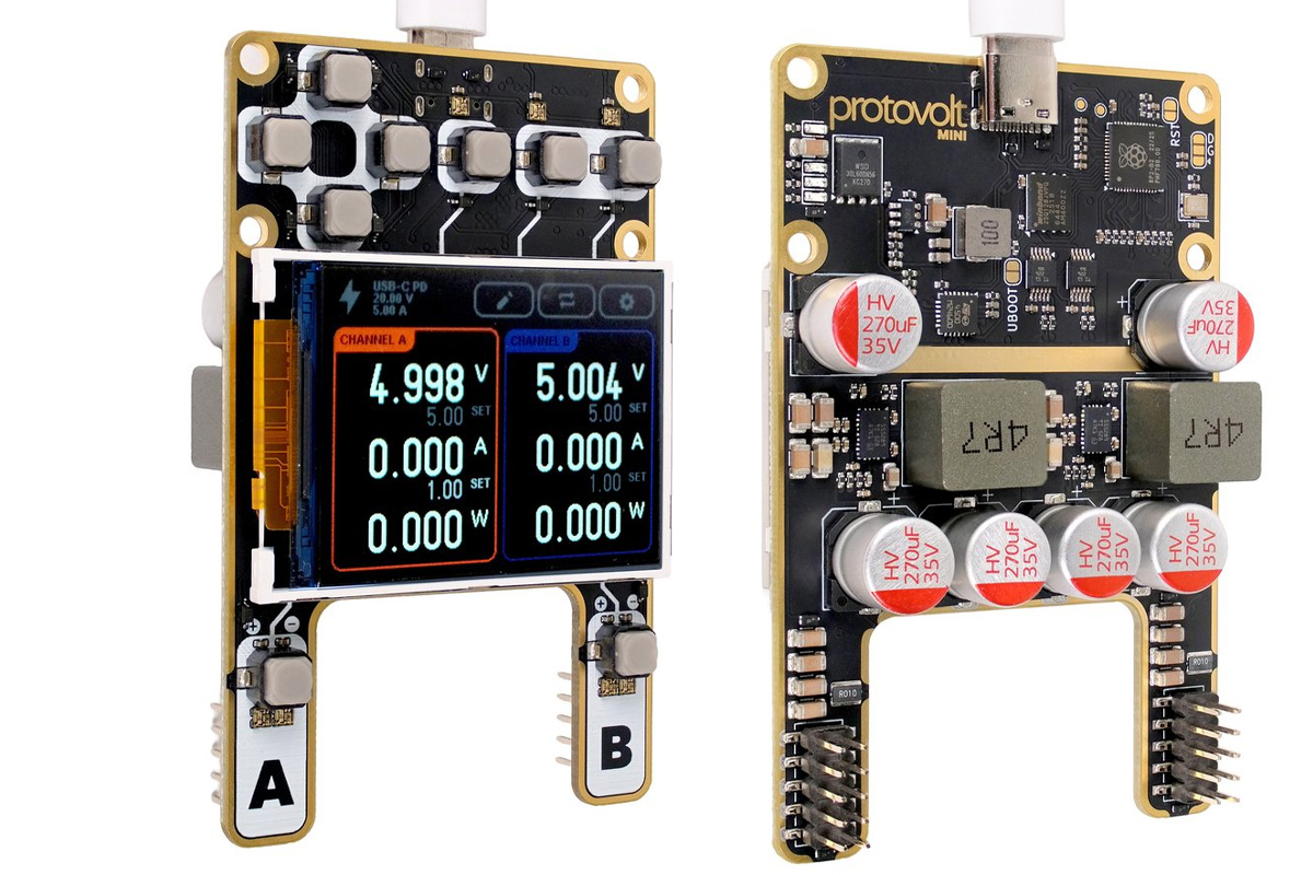 ProtoV MINI USB-C breadboards supply front and back - Electronics-Lab