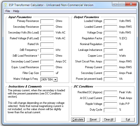 Electronics Calculators Software - Electronics Lab